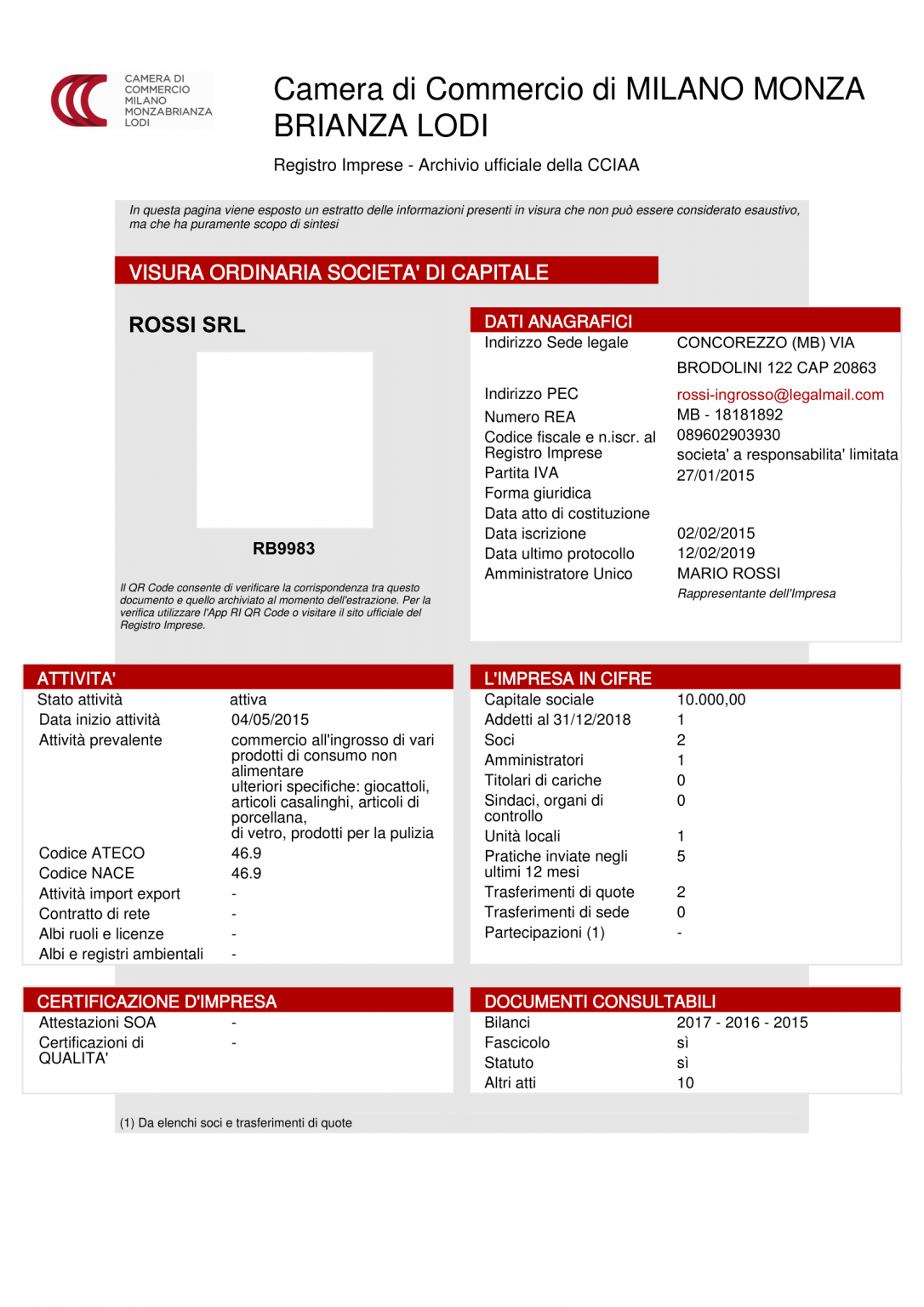 Visura Camerale - Registro Visure